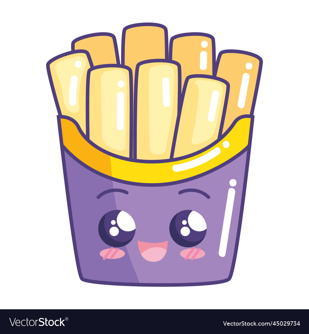 French fries kawaii fast food Royalty Free Vector Image