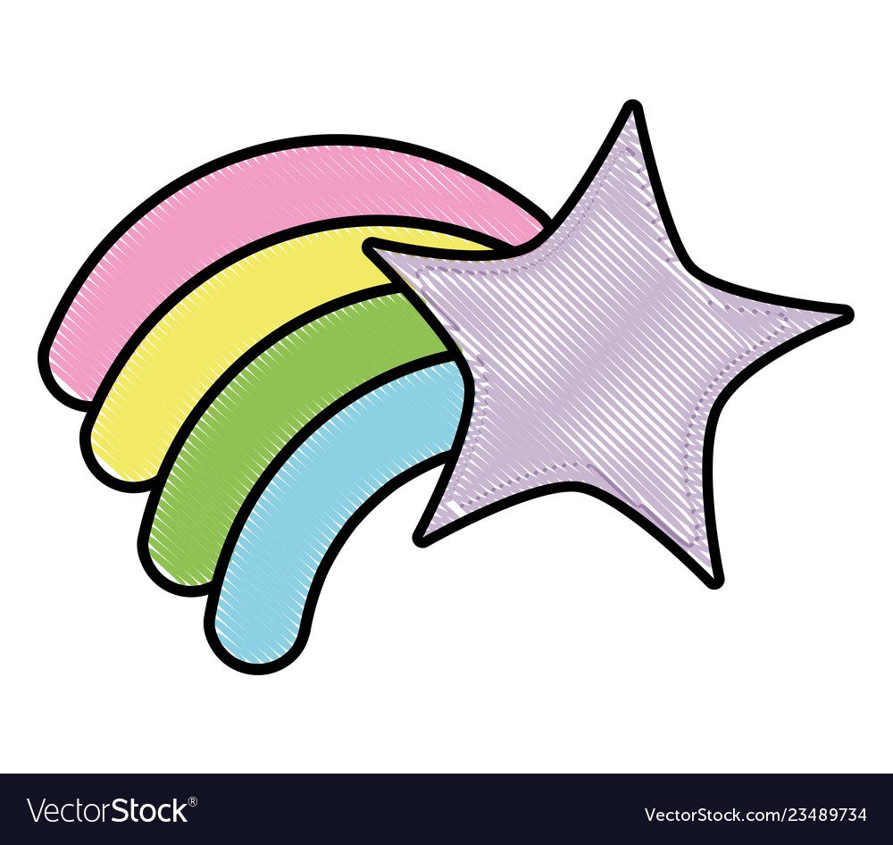 Grated Nature Shooting Star With Rainbow Style Vector Image