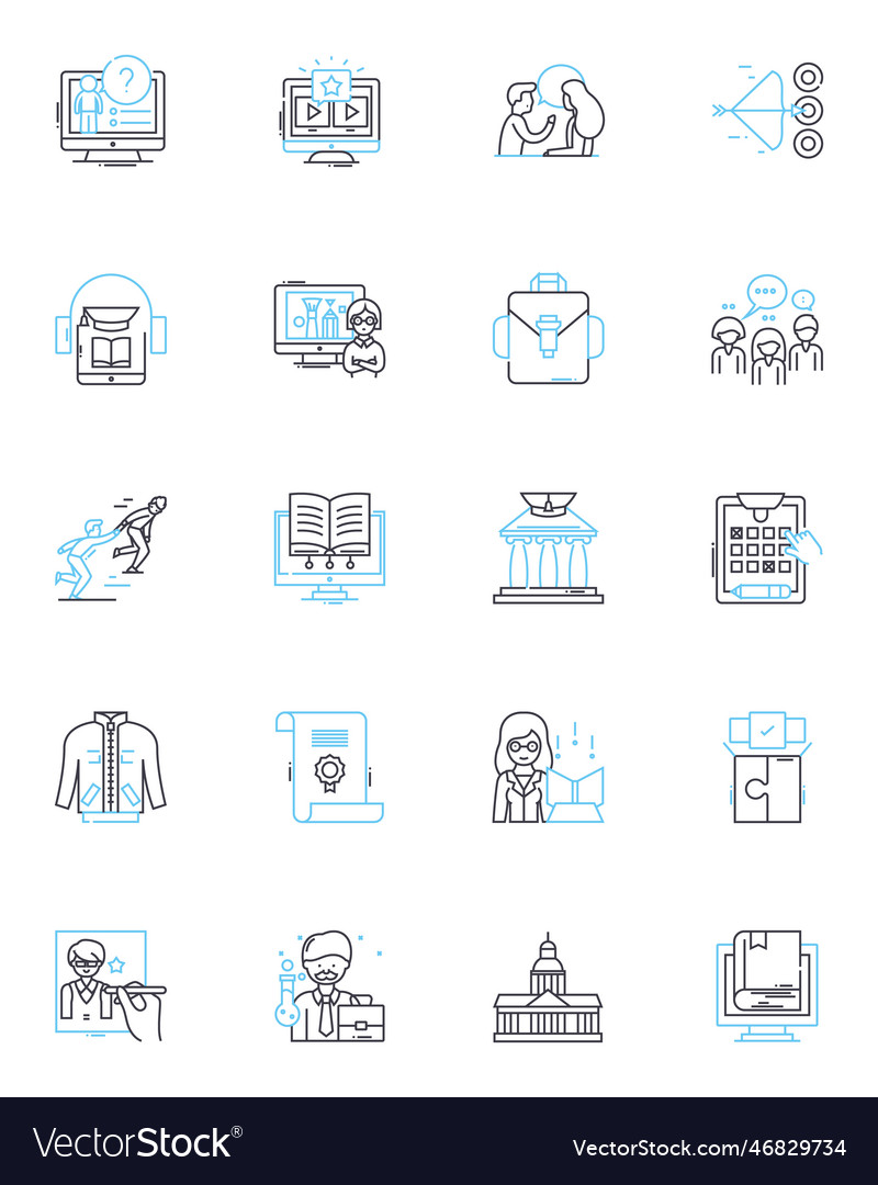 Instruction linear icons set direction education Vector Image Instruction linear icons set direction education Vector Image