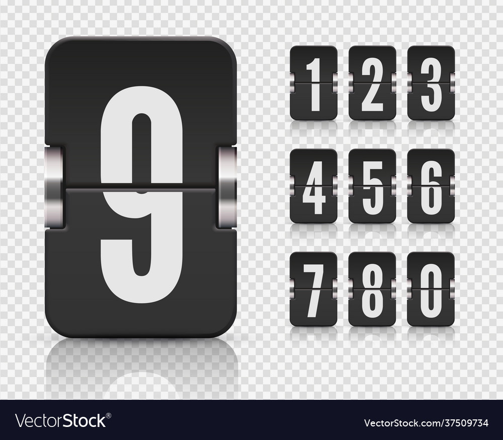 Numeric Flip Scoreboard Set With Reflection Vector Image