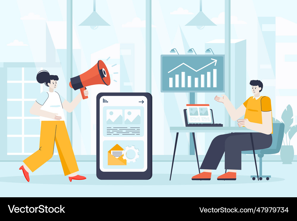 Outbound marketing concept in flat design Vector Image