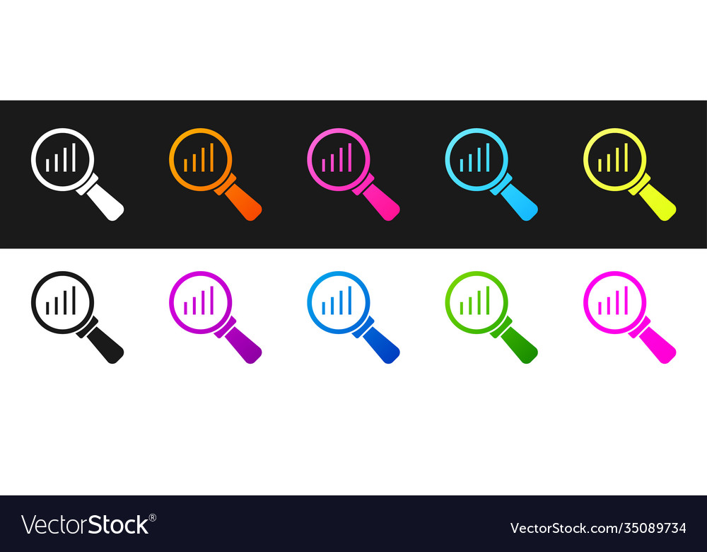 Set magnifying glass and data analysis icon Vector Image