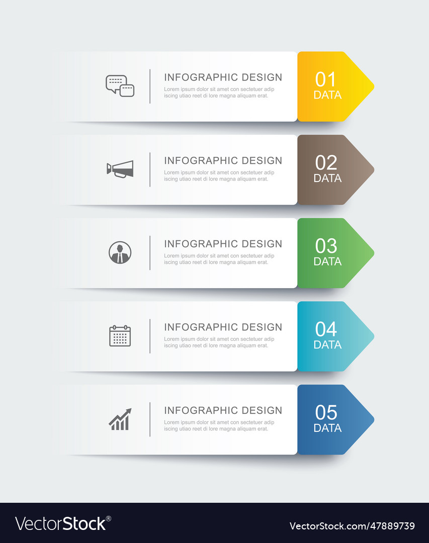 5 data infographics tab paper index template Vector Image 5 data infographics tab paper index template Vector Image