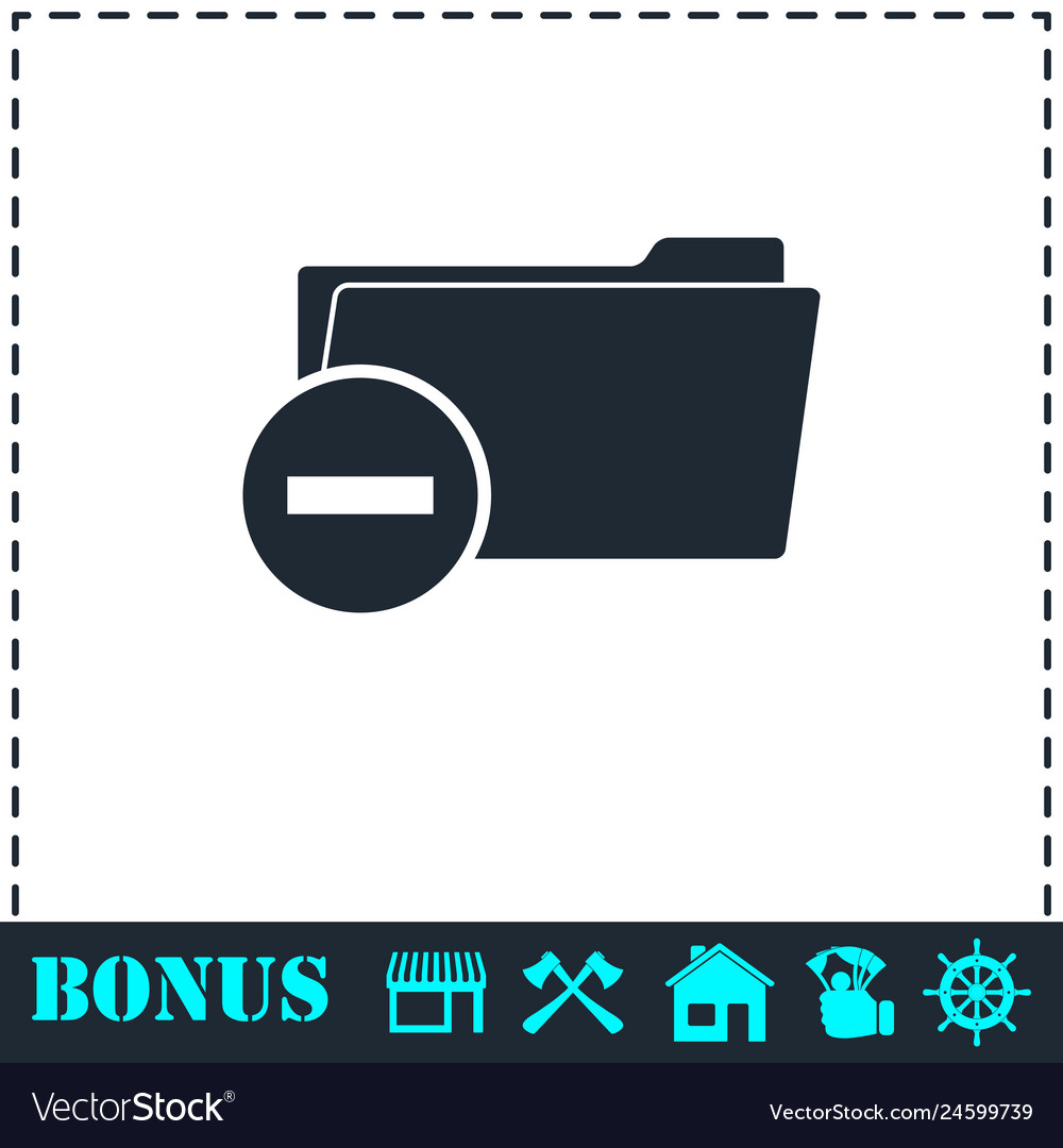 Remove folder icon flat Royalty Free Vector Image