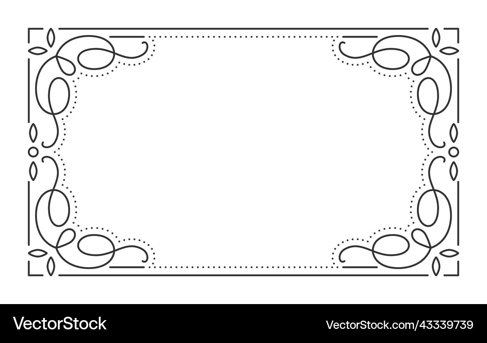Vintage frame border divider separator black line Vector Image