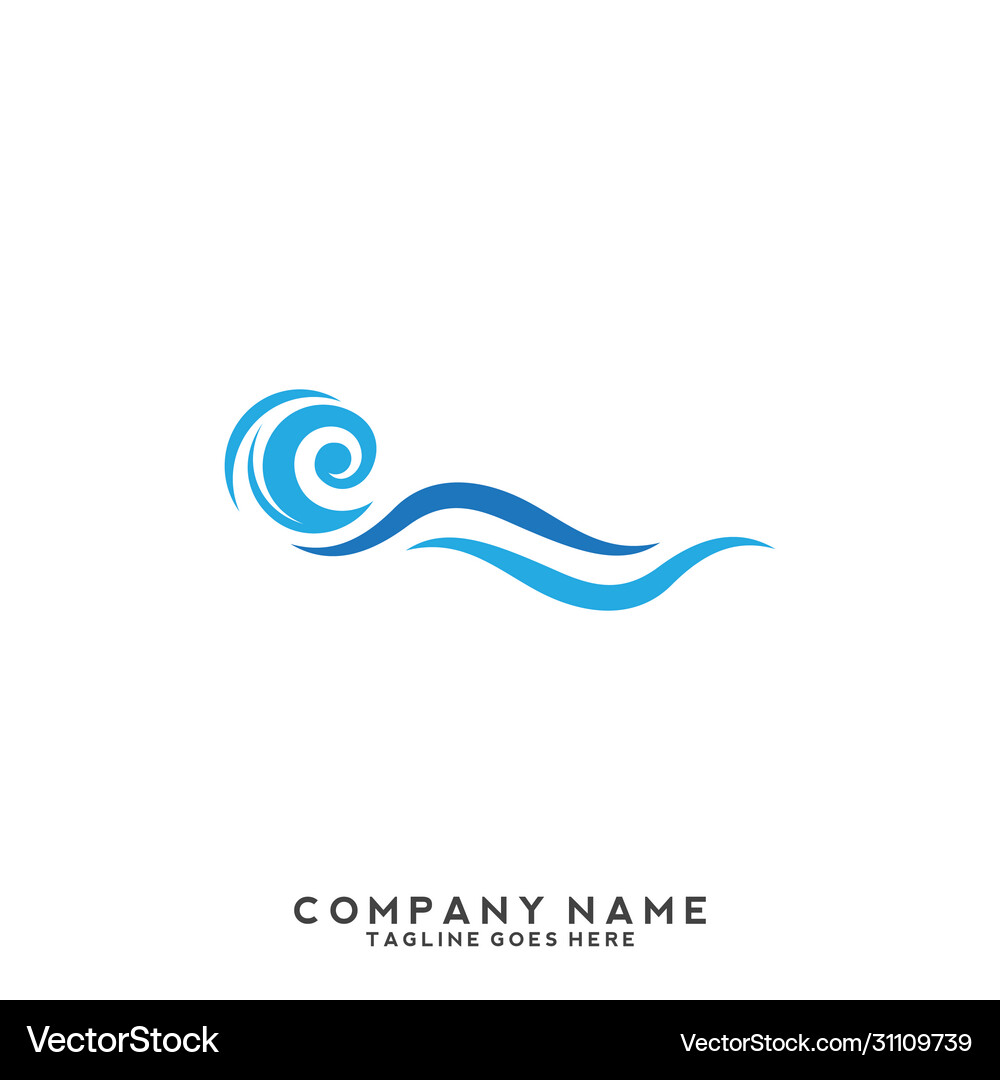 Water wave symbol and icon logo template Vector Image