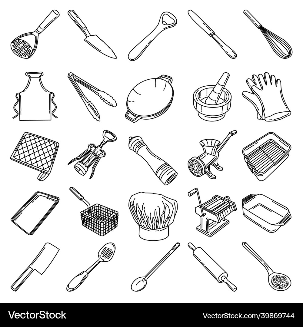 Cooking-2 set icon doodle hand drawn or outline Vector Image
