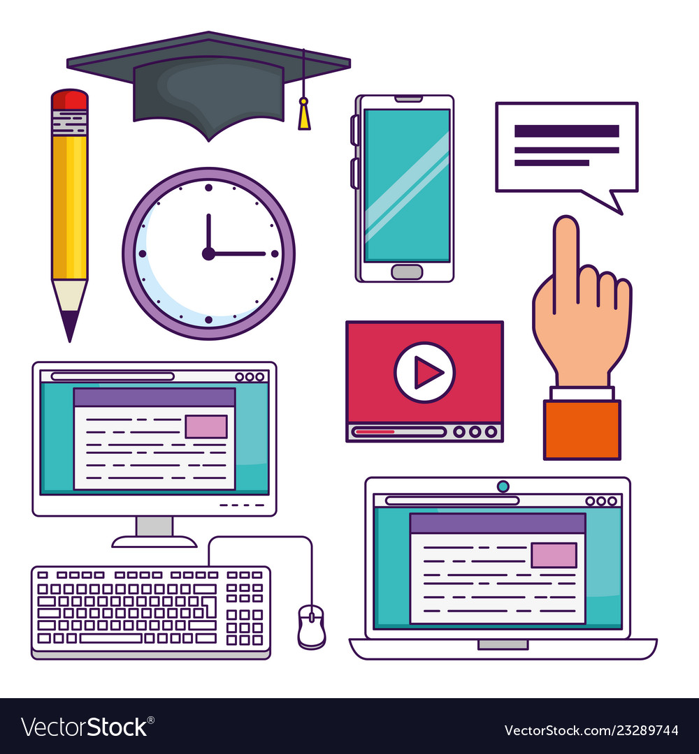 Set elearning certificate study to education Vector Image