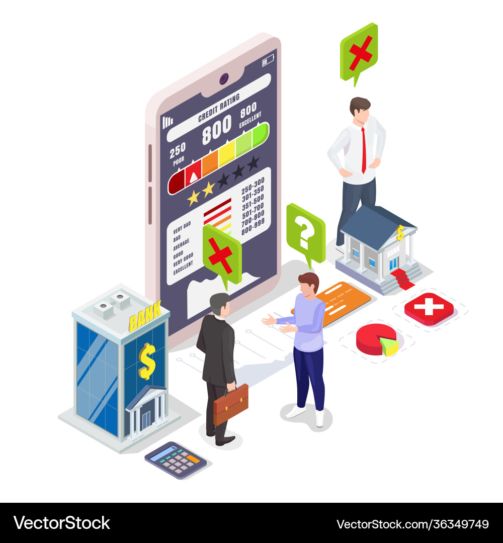 Bad credit score low personal rating Royalty Free Vector