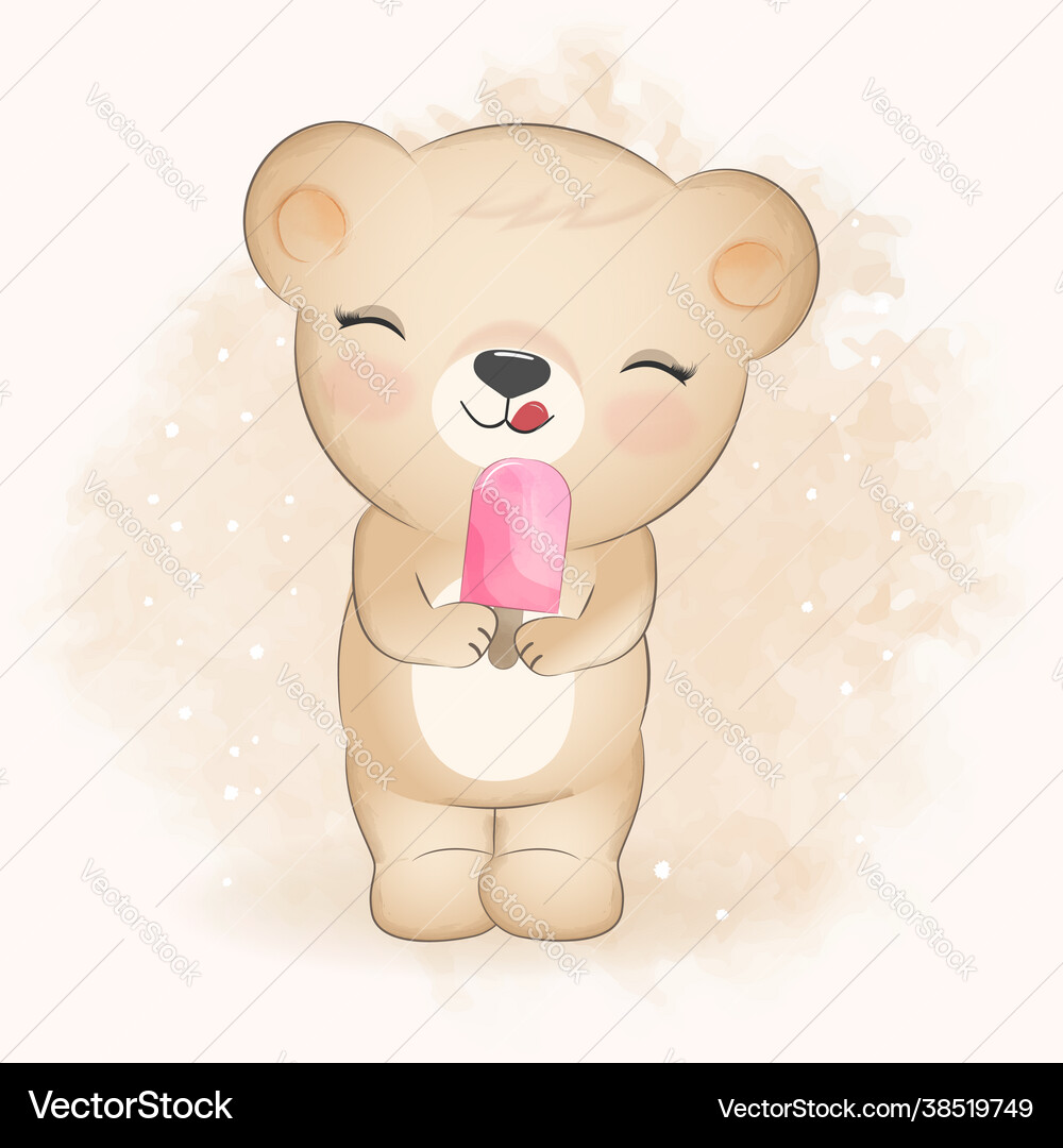Cute bear with ice cream Royalty Free Vector Image
