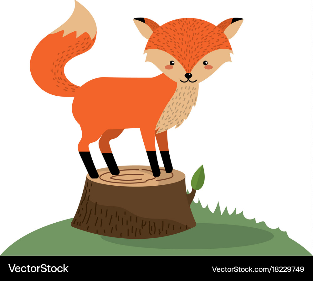 Cute fox animal in bole wood tree Royalty Free Vector Image