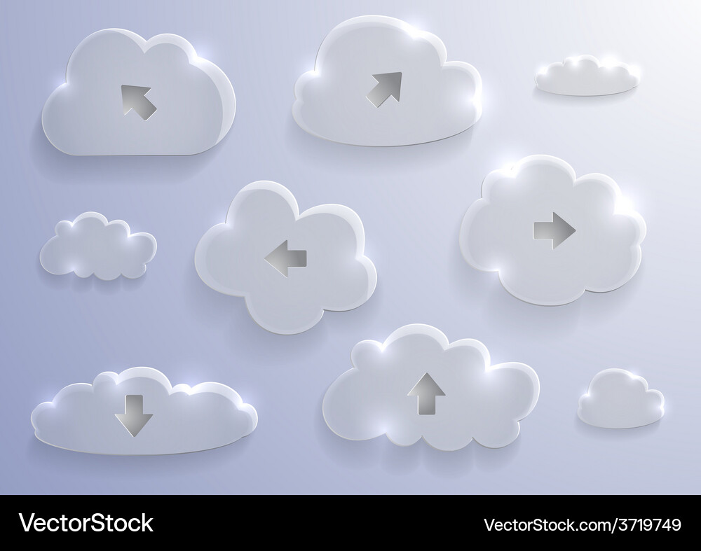 Glass cloud collection Royalty Free Vector Image