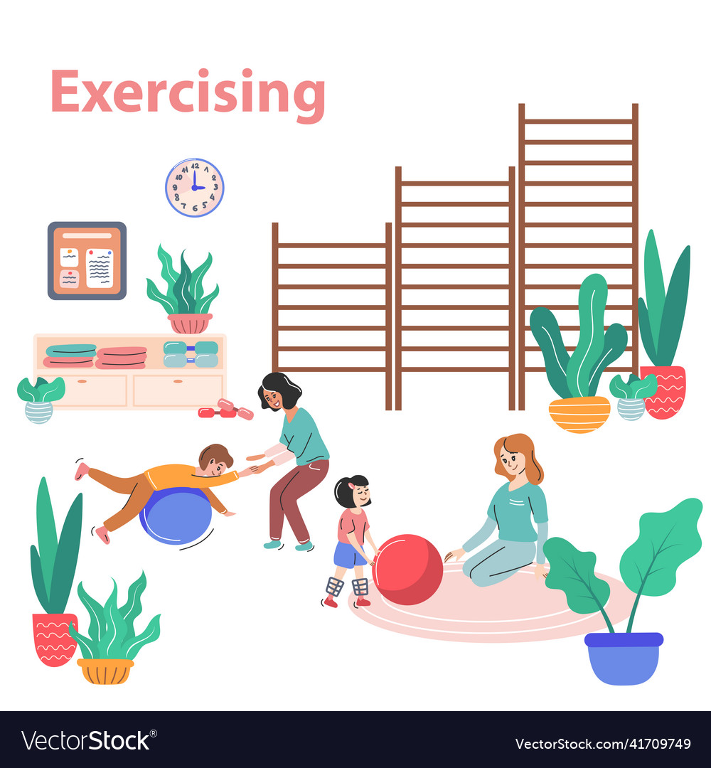 Physiotherapy and exercising composition Vector Image