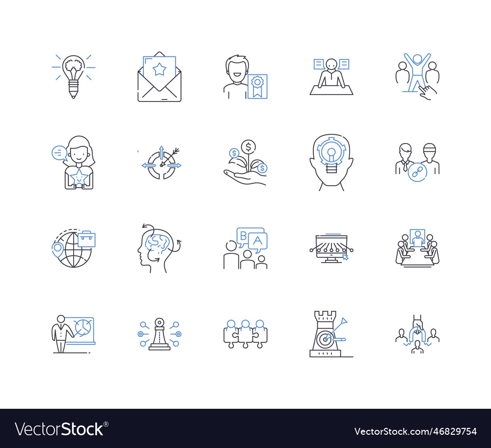 Enterprise vision line icons collection strategy Vector Image Enterprise vision line icons collection strategy Vector Image