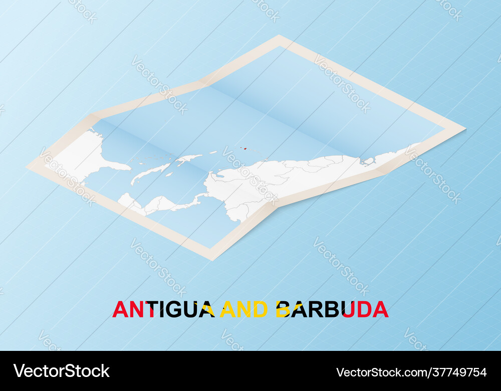 Folded paper map antigua and barbuda Royalty Free Vector