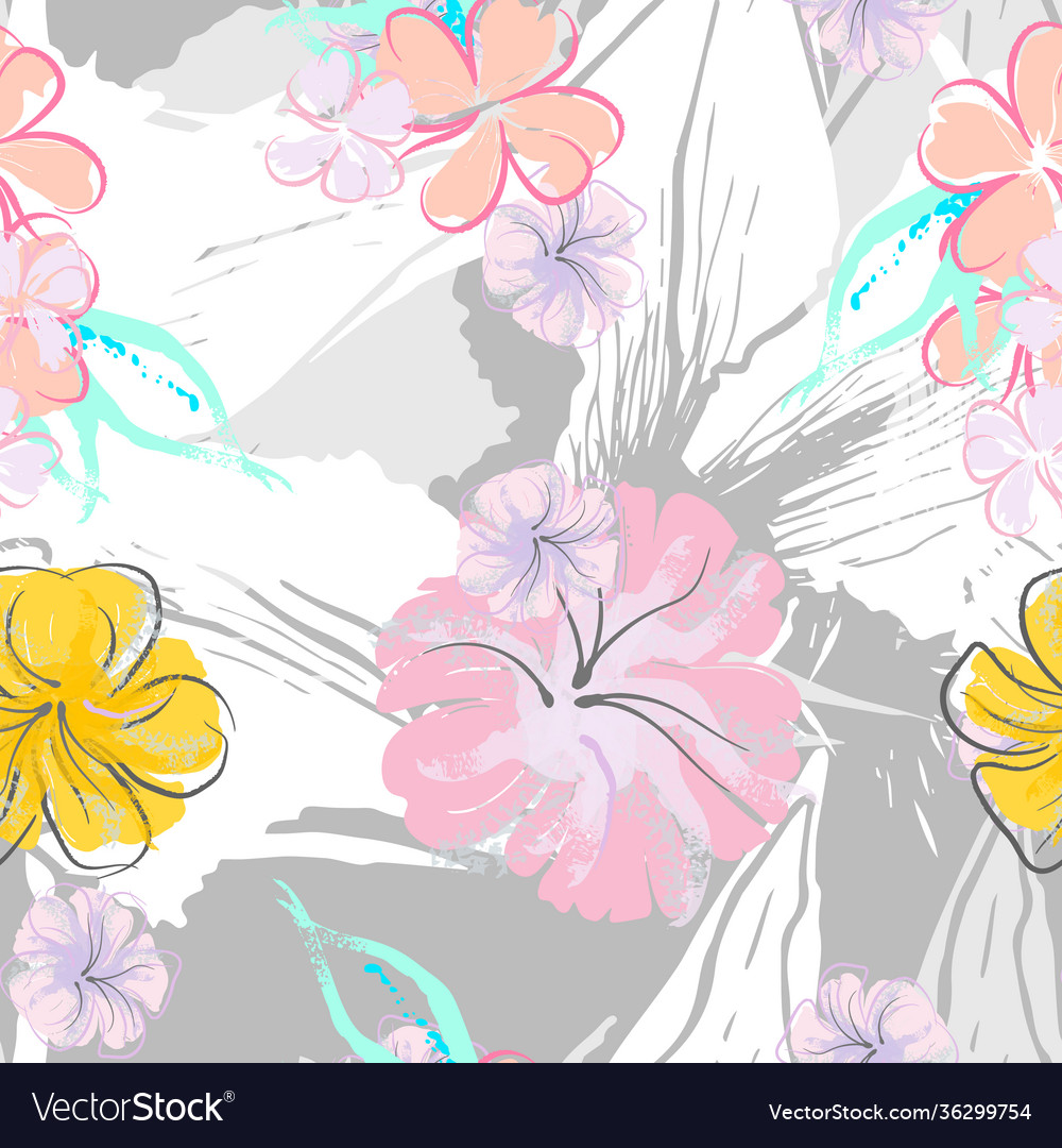 Pink flowers blooming pattern pastel watercolor Vector Image