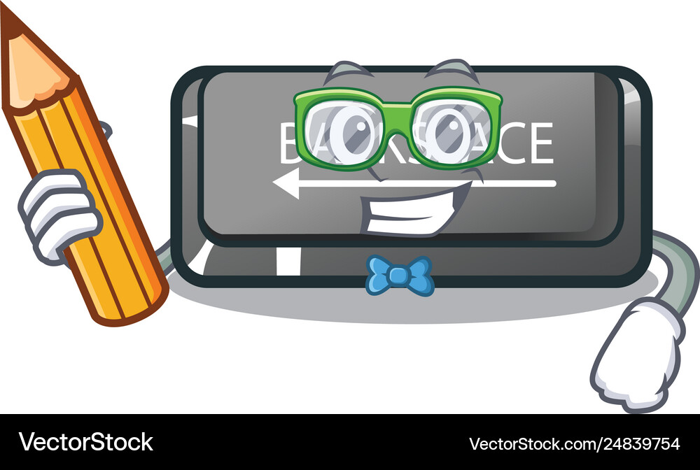 Student button backspace in shape cartoon Vector Image