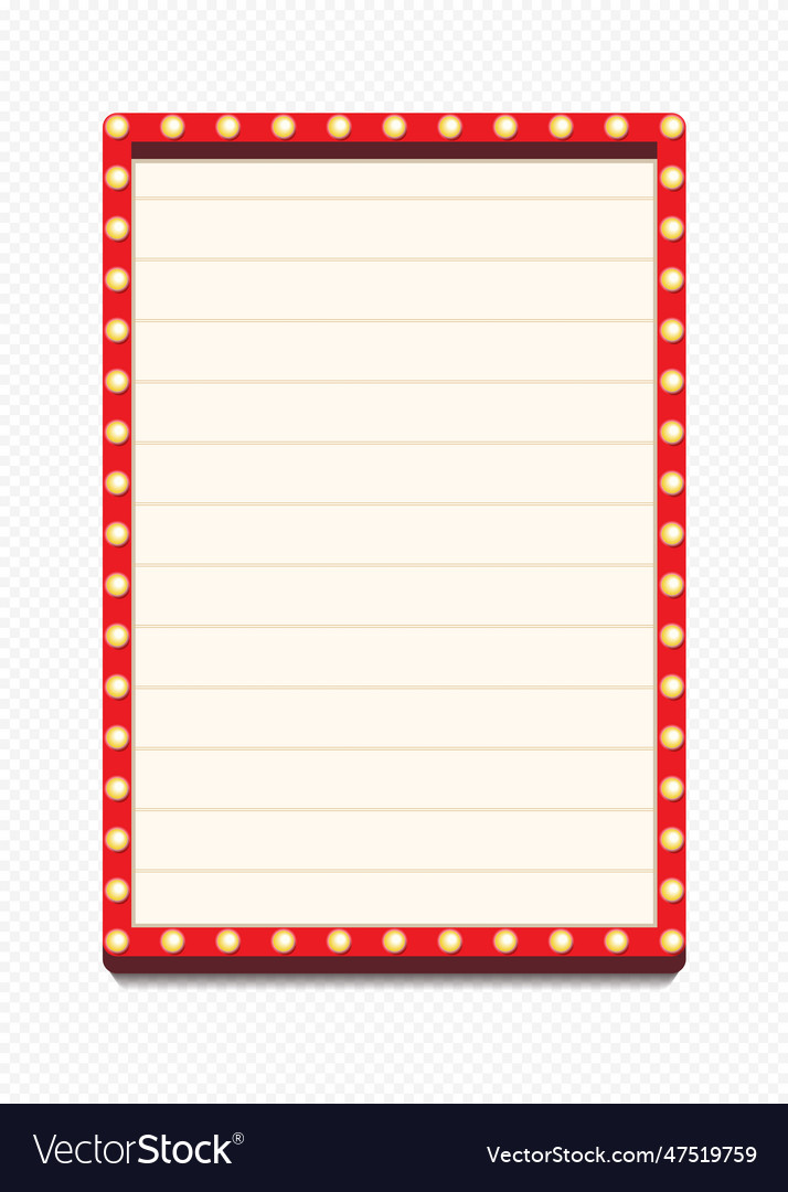 Retro lightbox template with lightbulb realistic Vector Image