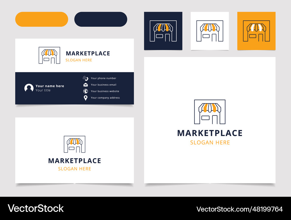 Marketplace logo design with editable slogan Vector Image