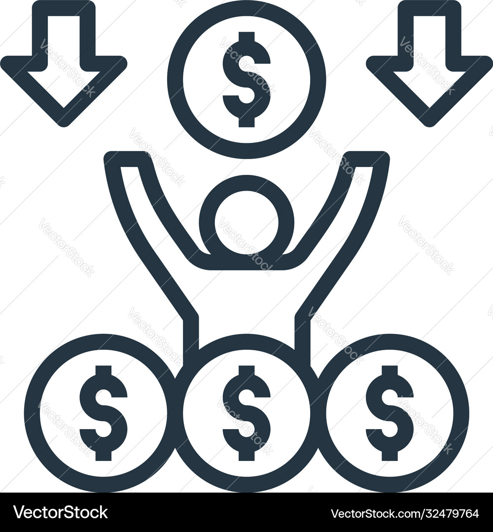 Rich icon isolated on white background outline Vector Image