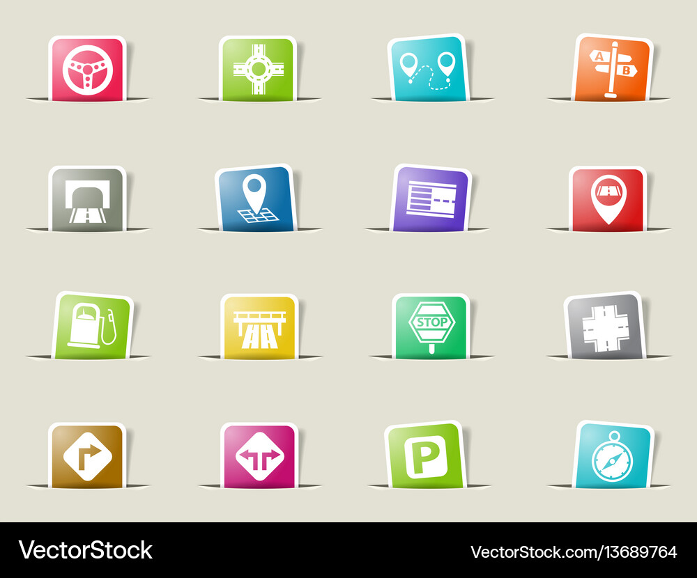 Road icon set Royalty Free Vector Image - VectorStock