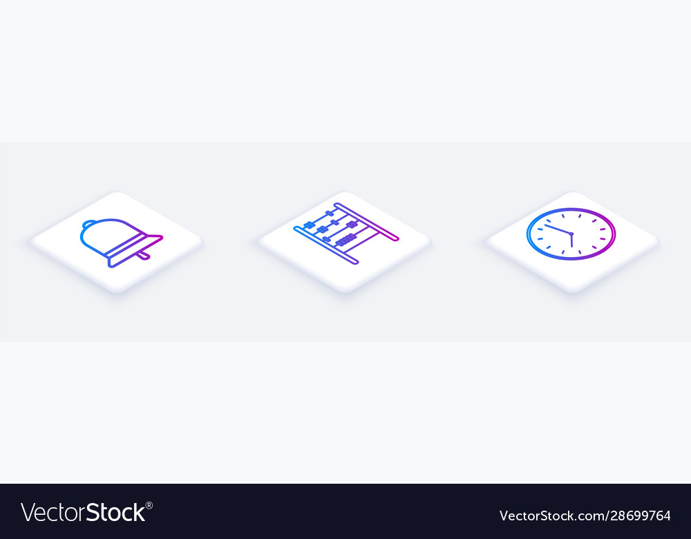 Set isometric line ringing bell abacus and clock Vector Image Set isometric line ringing bell abacus and clock Vector Image