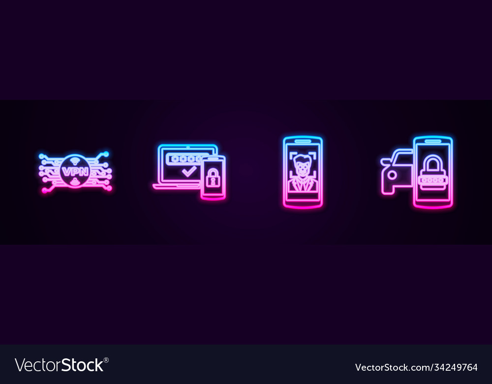 Set Line Vpn With Microchip Circuit Two Steps Vector Image