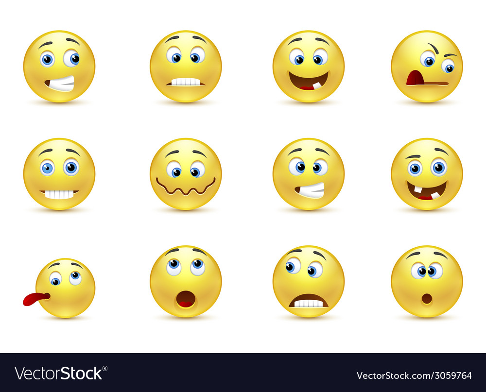 Set of smiles crazy Royalty Free Vector Image - VectorStock Set of smiles crazy Royalty Free Vector Image - VectorStock