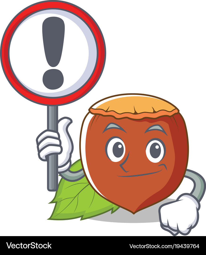 With sign hazelnut character cartoon style Vector Image