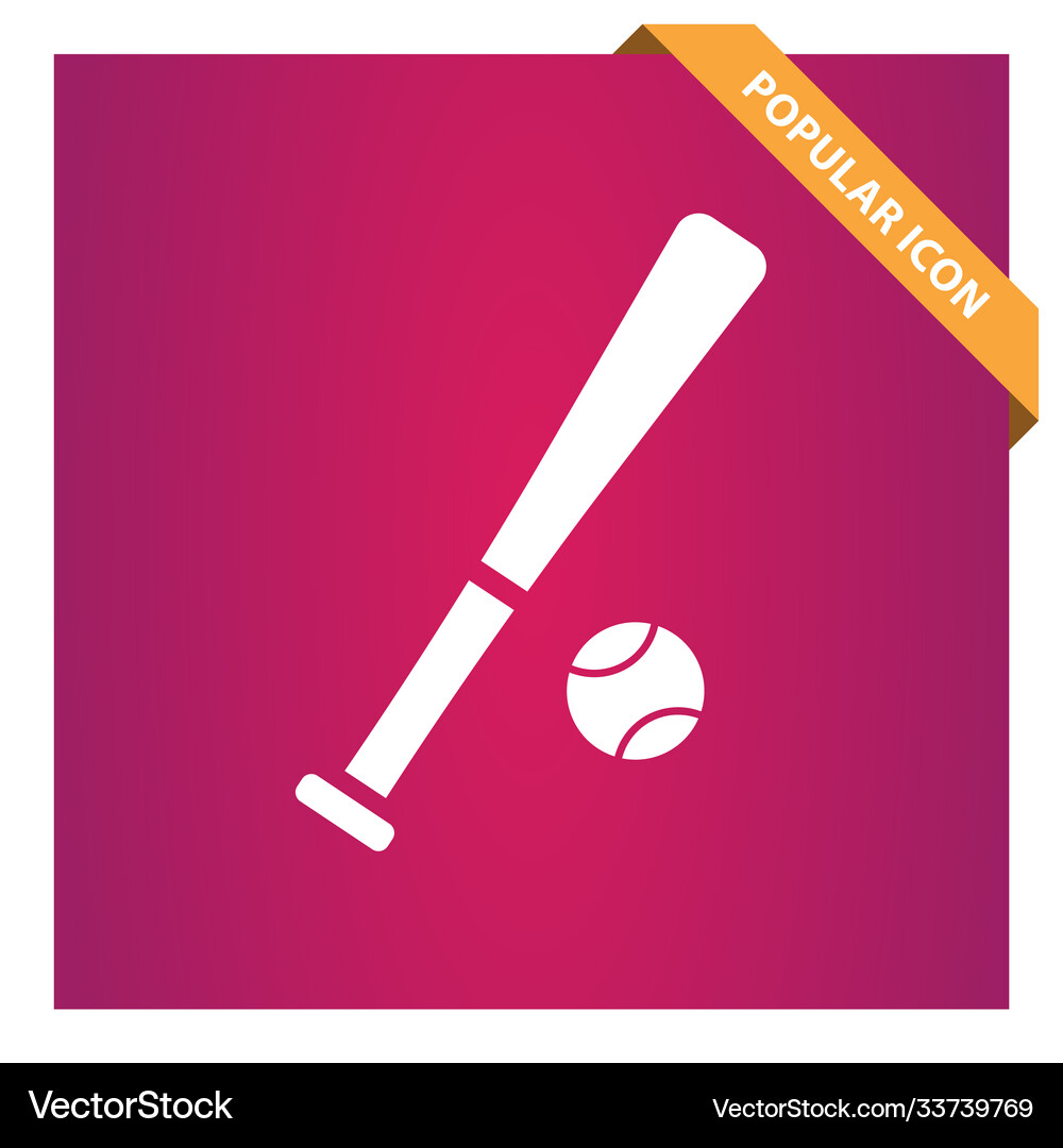Baseball bat and ball icon for web and mobile Vector Image