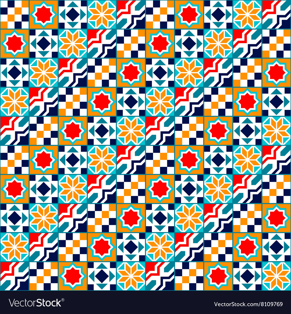 Colorful diagonal geometric tiles seamless pattern