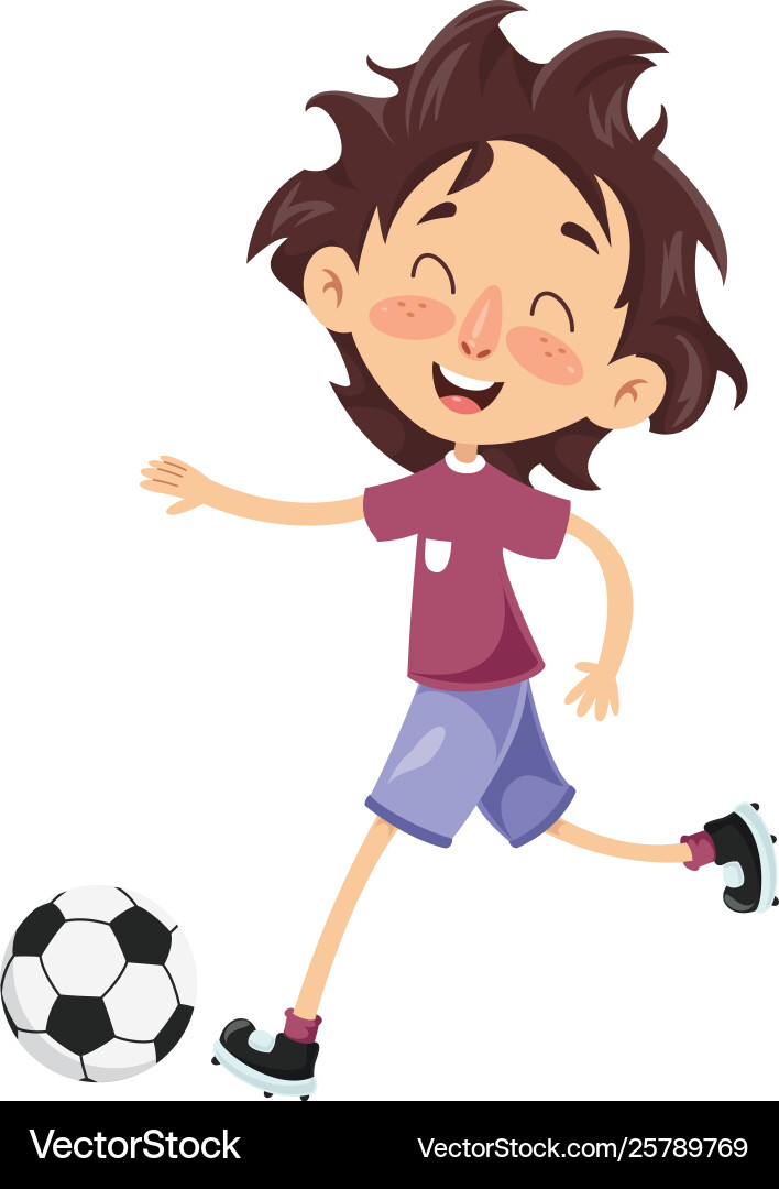 Kid playing football Royalty Free Vector Image