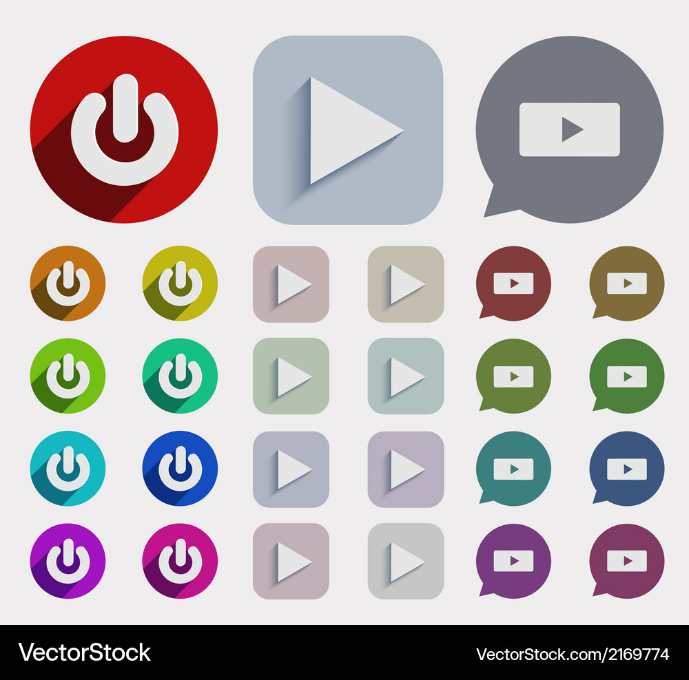 Play Icons Set - Modern & Shiny Royalty Free Vector
