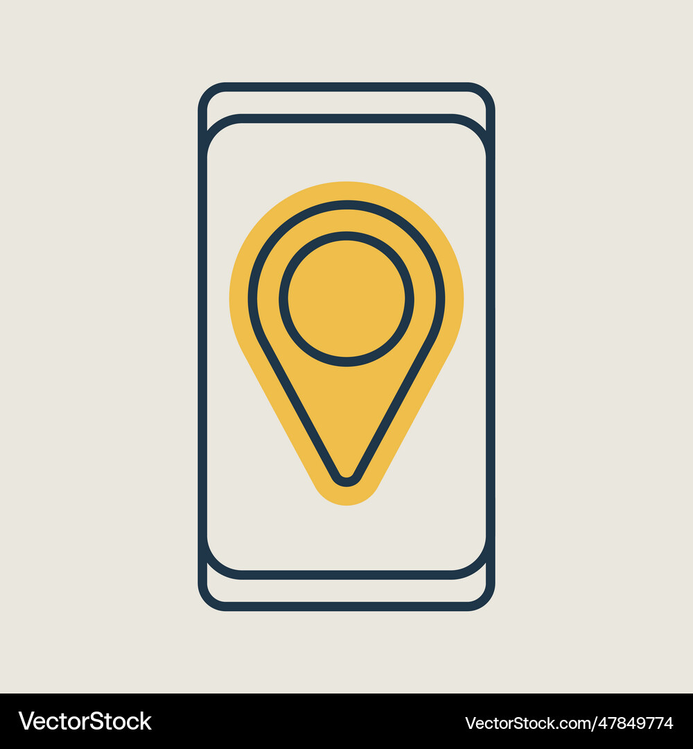 Smartphone with pin location style icon Royalty Free Vector