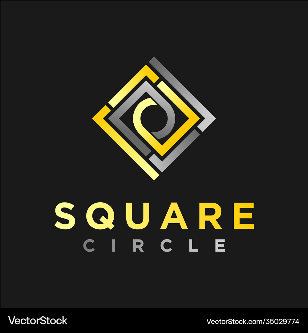 Square circle gold shape logo simple minimalist Vector Image