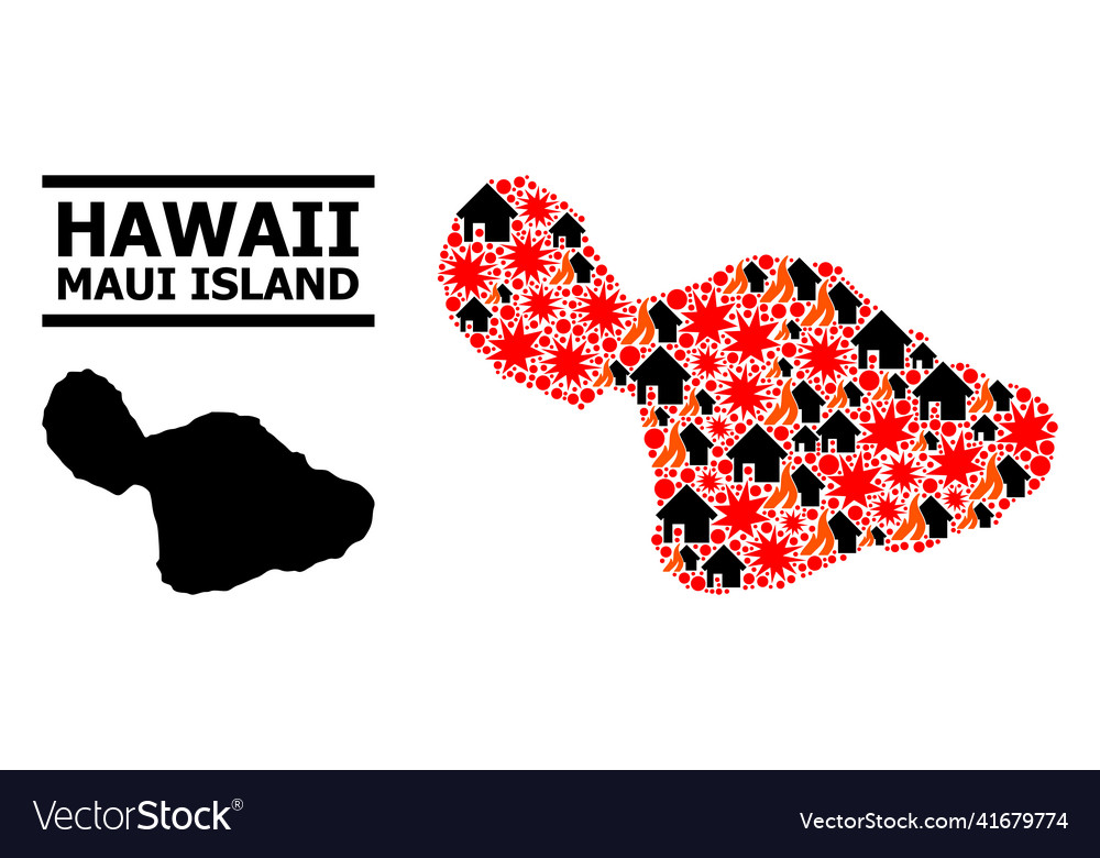 War mosaic map of maui island Royalty Free Vector Image War mosaic map of maui island Royalty Free Vector Image