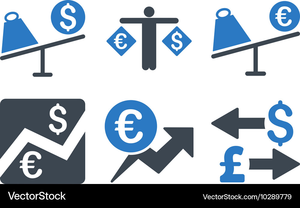 Currency trading flat icons Royalty Free Vector Image