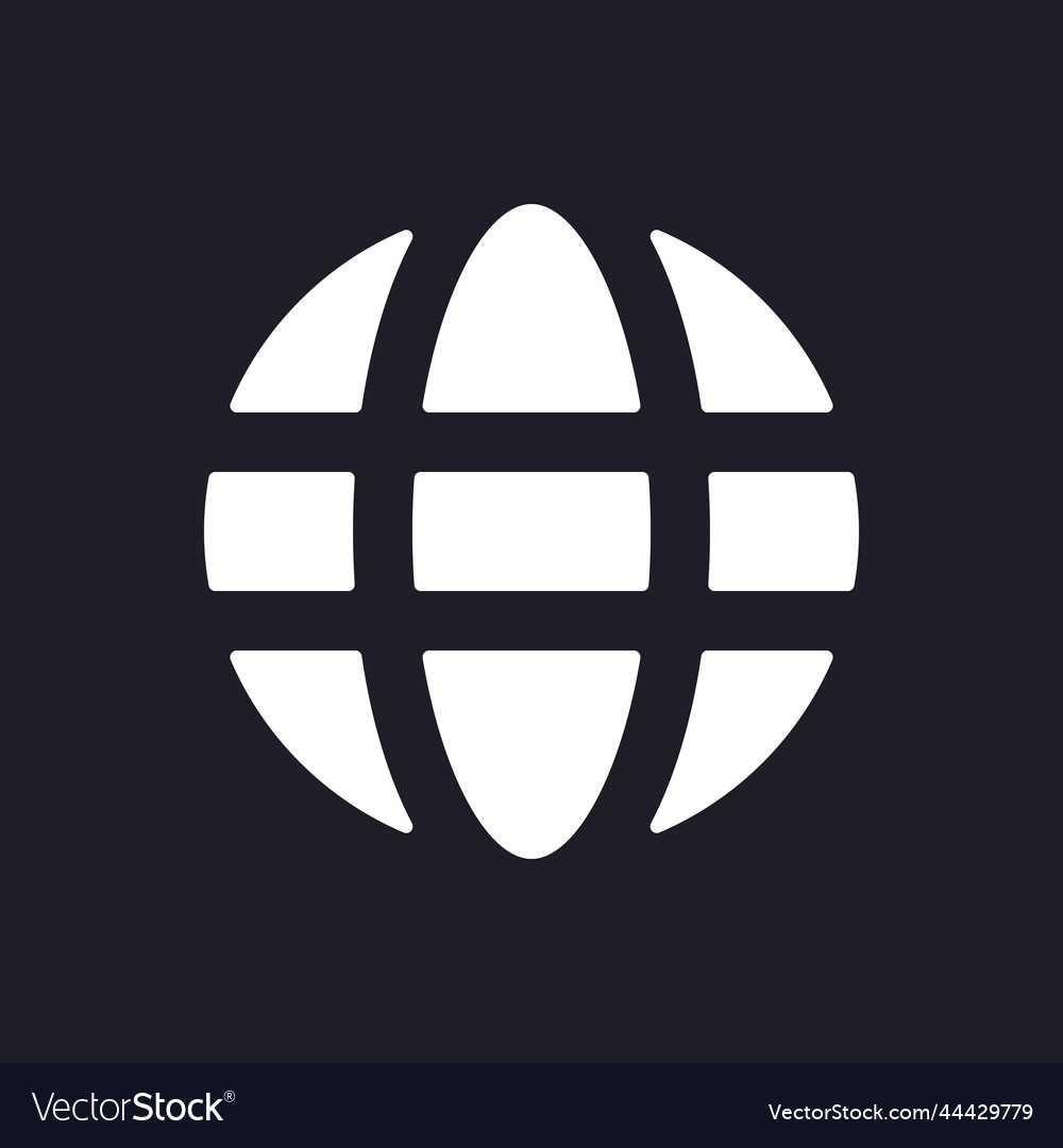 Globe dark mode glyph ui icon Royalty Free Vector Image