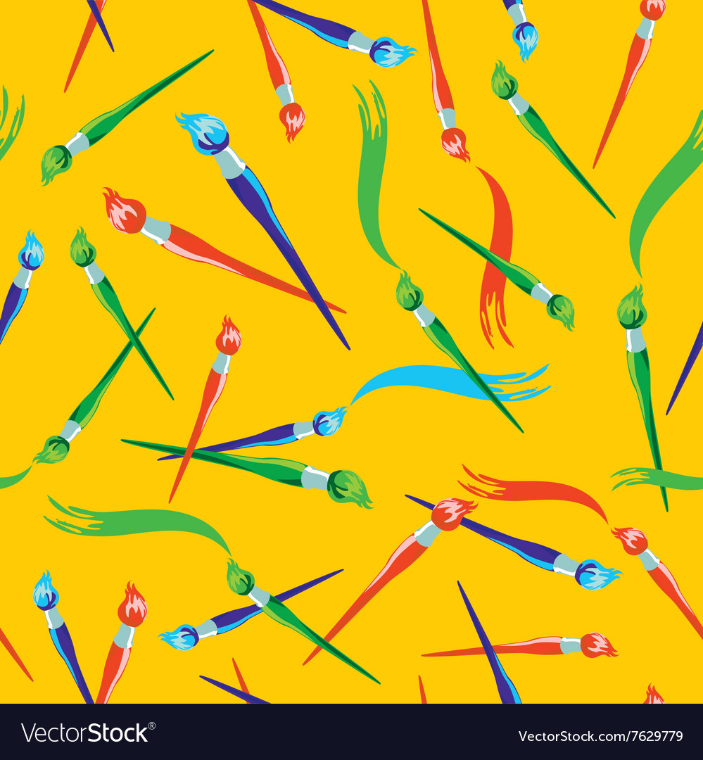 Paintbrushes and paint strokes seamless pattern Vector Image