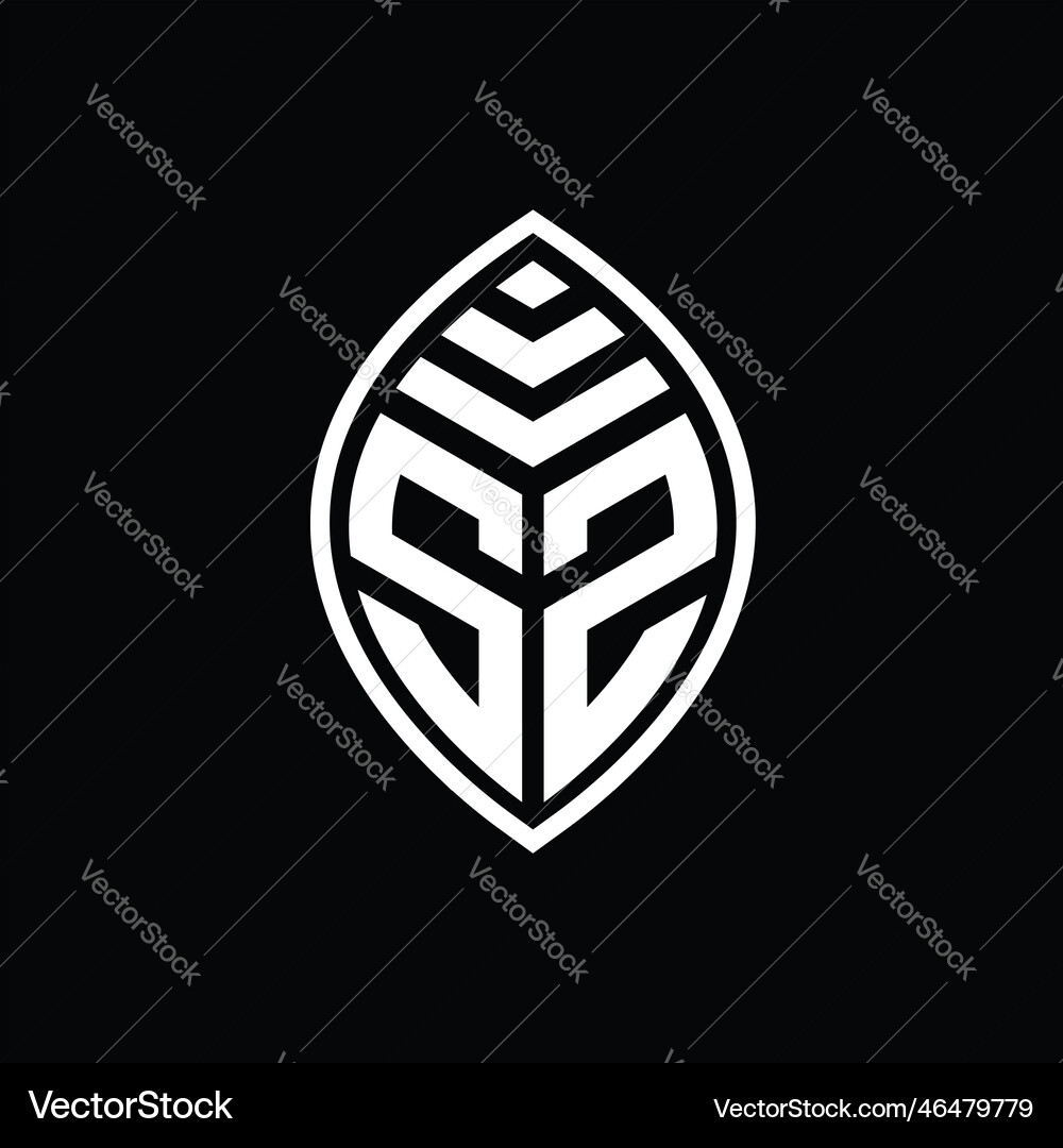 Sz logo monogram leaf shape isolated outline Vector Image