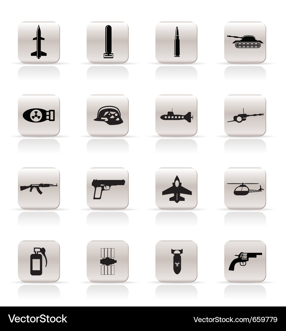 Weapon and Military Icons Royalty Free Vector Image