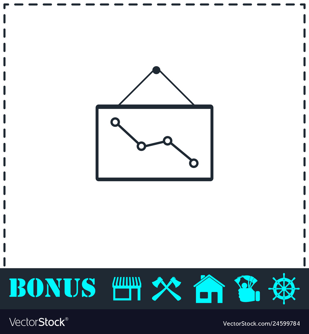Graph down icon flat Royalty Free Vector Image