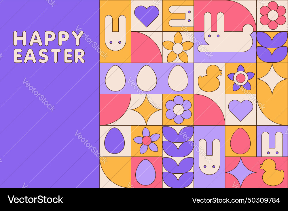 Happy easter greeting card with geometric pattern Vector Image
