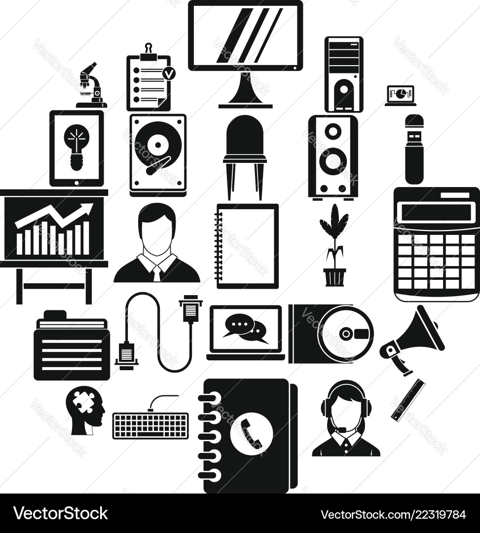It business icons set simple style Royalty Free Vector Image