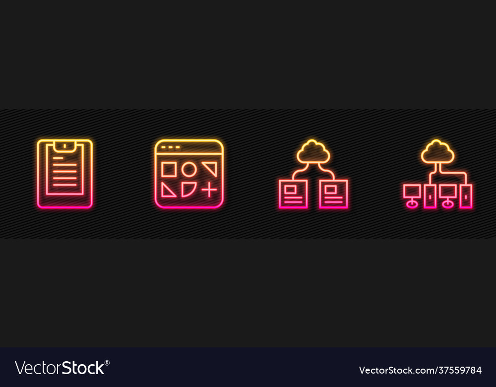 Set line cloud technology data transfer server Vector Image Set line cloud technology data transfer server Vector Image