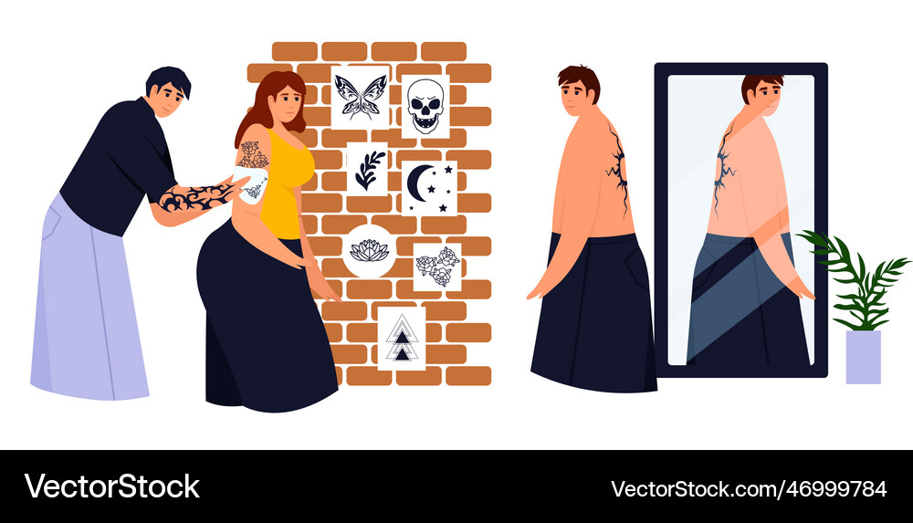 Tattoo artist at work Royalty Free Vector Image