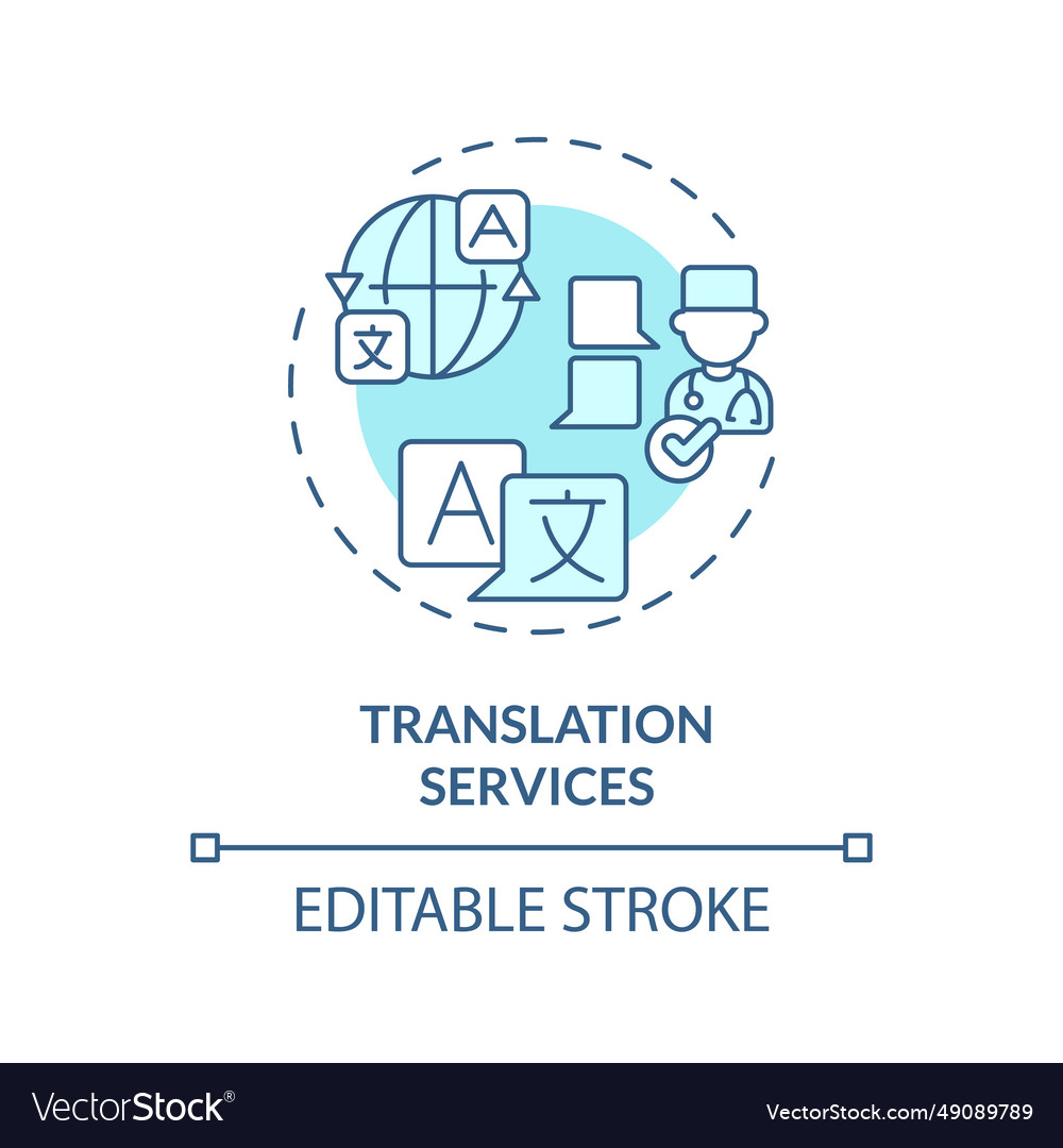 2d thin line blue icon translation services Vector Image