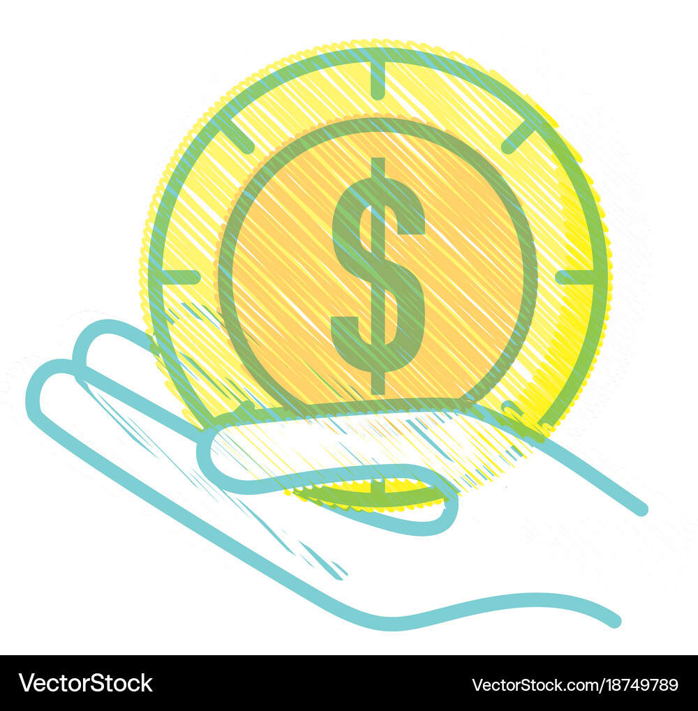 Coin and hand design Royalty Free Vector Image