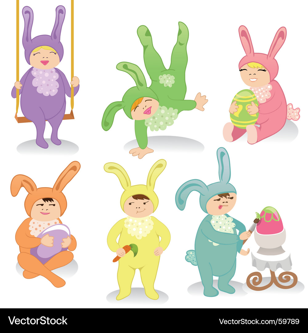 Easter kids Royalty Free Vector Image - VectorStock