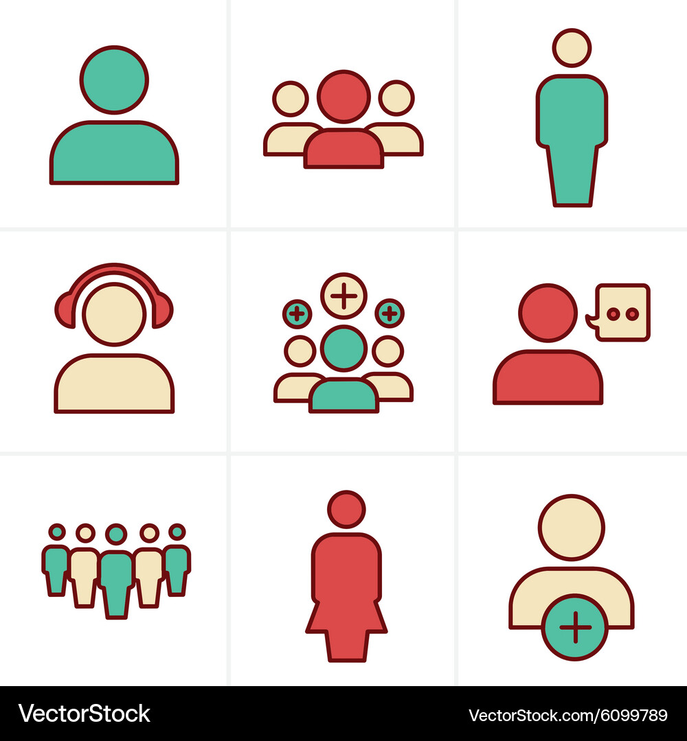 Icons style team icon set design Royalty Free Vector Image